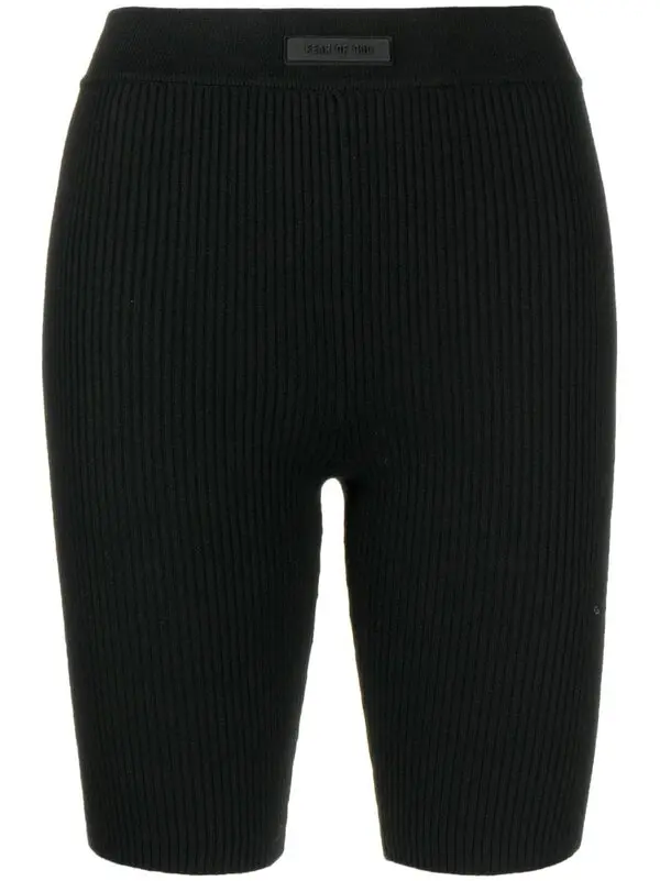 Fear Of God Logo-patch Ribbed Biker Shorts - Black