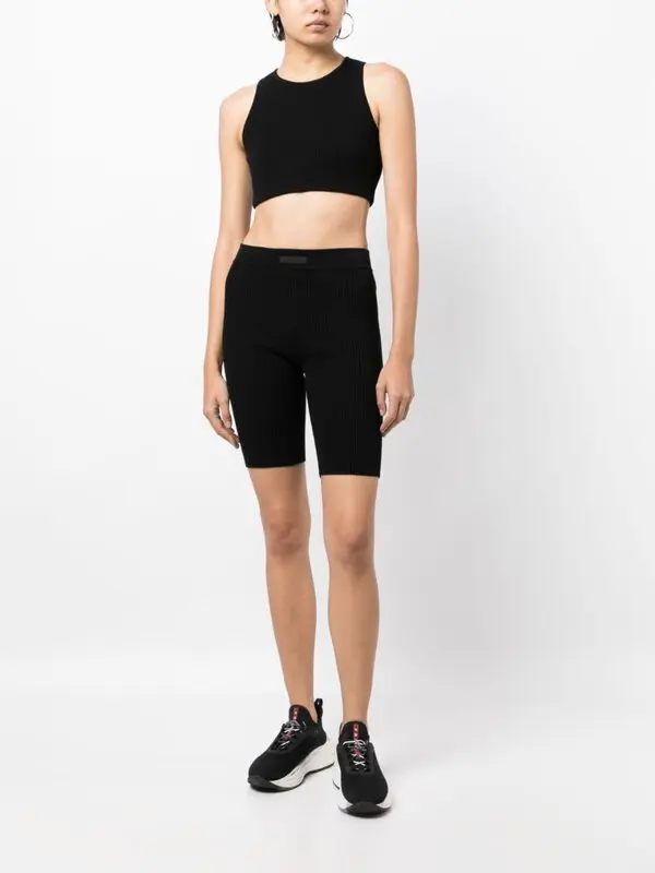 Fear Of God Logo-patch Ribbed Biker Shorts - Black