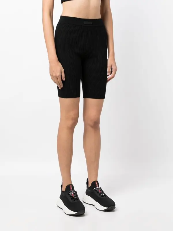 Fear Of God Logo-patch Ribbed Biker Shorts - Black