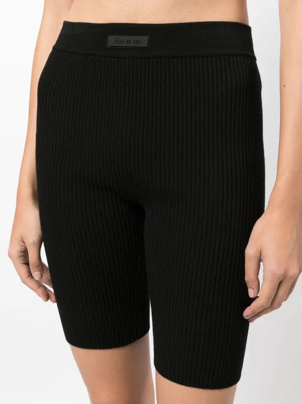 Fear Of God Logo-patch Ribbed Biker Shorts - Black