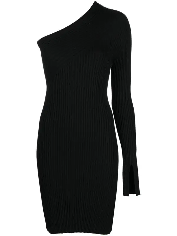 AERON Rib-knit Off-shoulder Minidress - Black