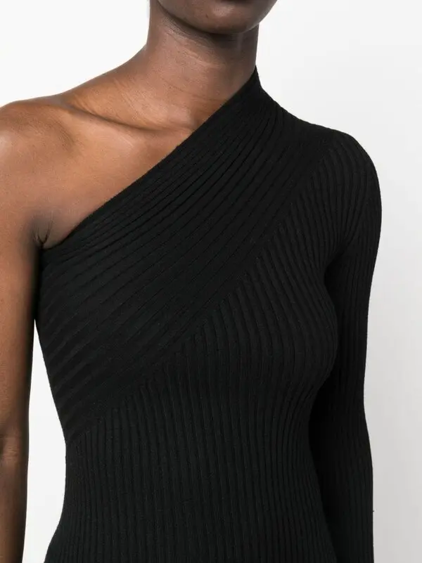 AERON Rib-knit Off-shoulder Minidress - Black
