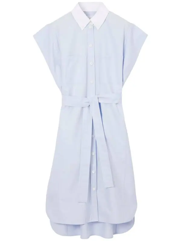 Burberry Belted Cotton Shirt Dress - Blue