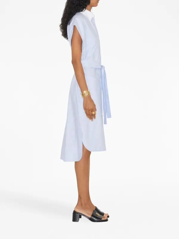Burberry Belted Cotton Shirt Dress - Blue