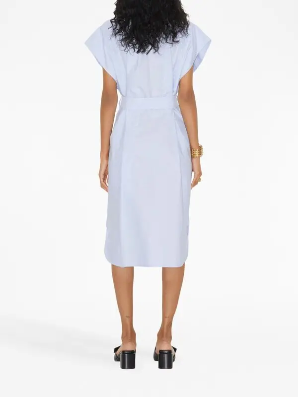 Burberry Belted Cotton Shirt Dress - Blue
