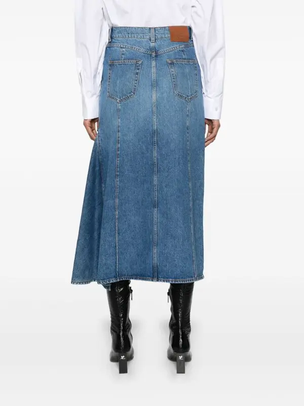 Alexander McQueen Slashed Denim Midi Skirt