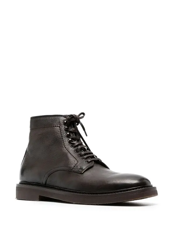 Officine Creative Lace-up Leather Biker Boots - Brown