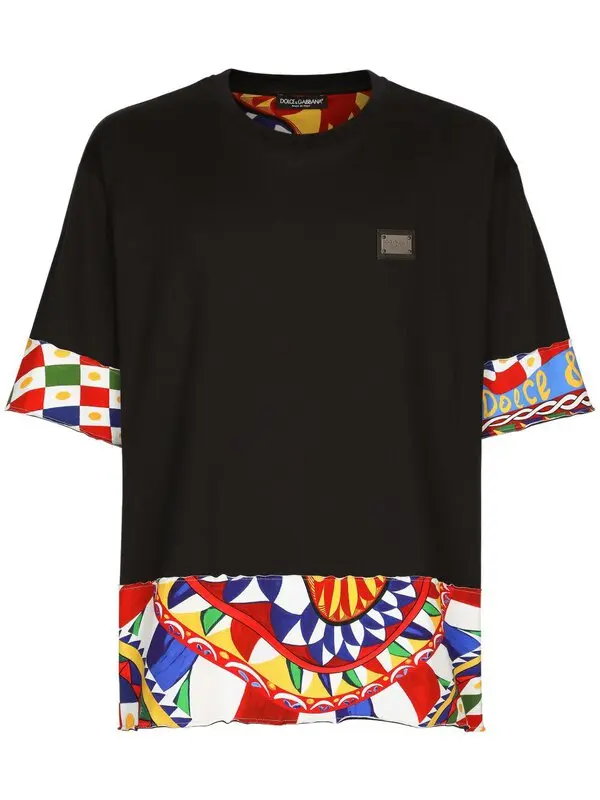 Dolce & Gabbana Contrasting Sicilian Carretto-print T-shirt - Black