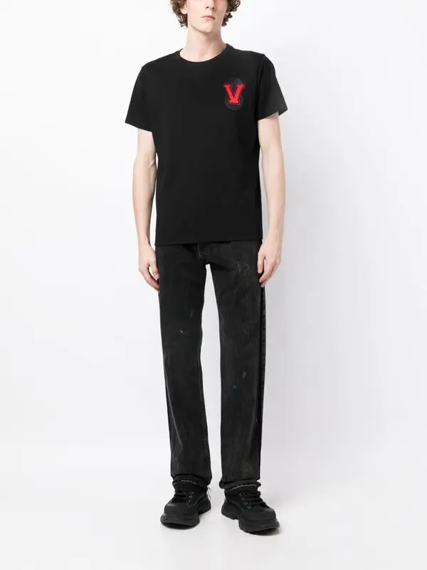 PORTS V Logo-embroidered T-shirt - Black