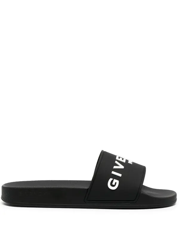 Givenchy Embossed-logo Faux-leather Slides