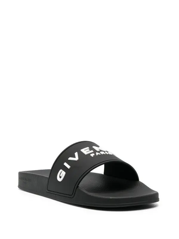 Givenchy Embossed-logo Faux-leather Slides