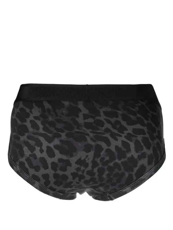 TOM FORD Logo-band Leopard-print Briefs - Grey
