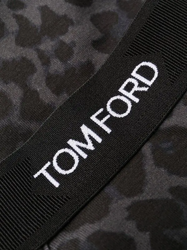 TOM FORD Logo-band Leopard-print Briefs - Grey