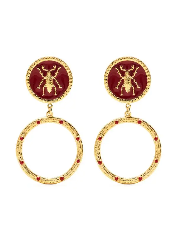 NATIA X LAKO Beetle Polished-finish Earrings - Red