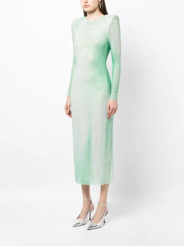 Self-Portrait Rhinestone Long-Sleeve Midi Dress In Green - 36% Off |  Editorialist