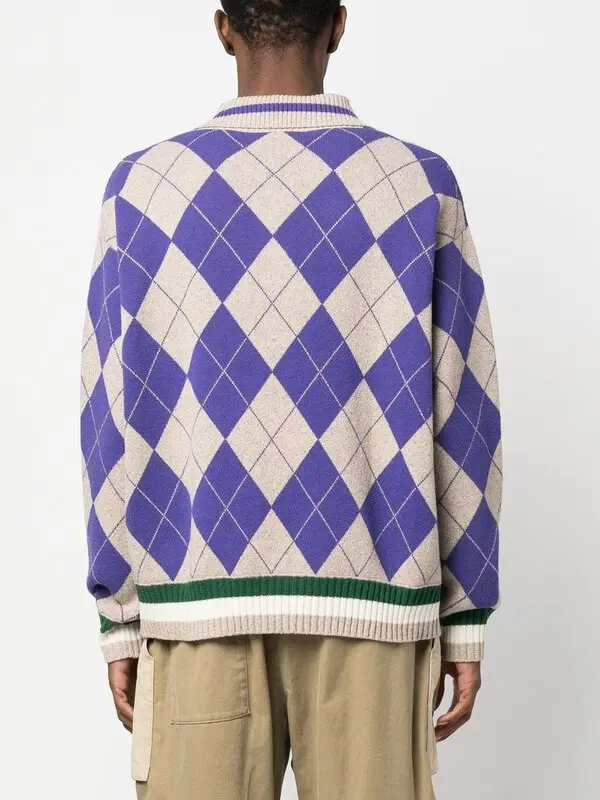 Dsquared2 Argyle Check Polo Collar Jumper