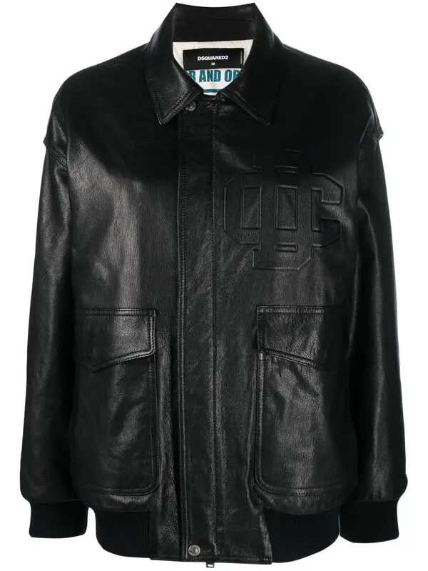 Dsquared2 Zipped Goatskin Bomber Jacket - Black