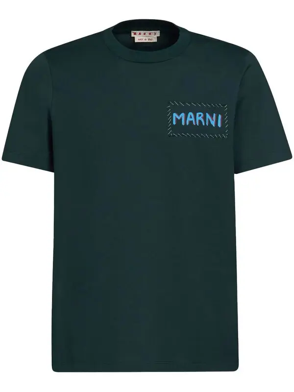 Marni Logo-patch Cotton T-shirt - Blue