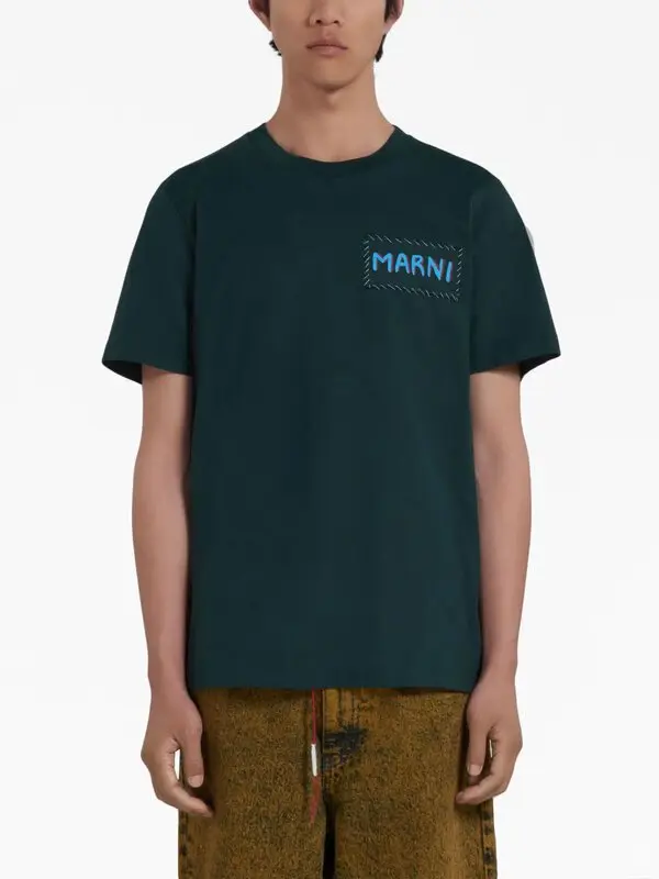 Marni Logo-patch Cotton T-shirt - Blue