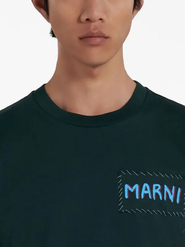 Marni Logo-patch Cotton T-shirt - Blue