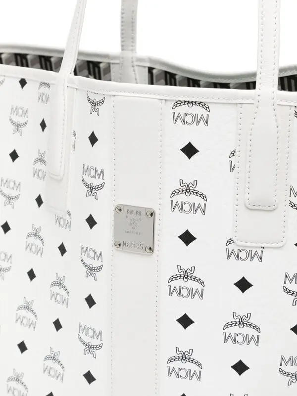 Mcm Large Liz Reversible Tote Bag - White