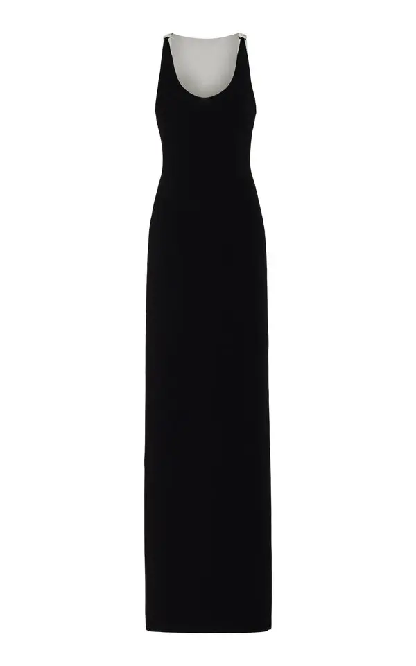 Brandon Maxwell The Cara Reversible Knit Maxi Dress Black/White M - Black,White  | Editorialist