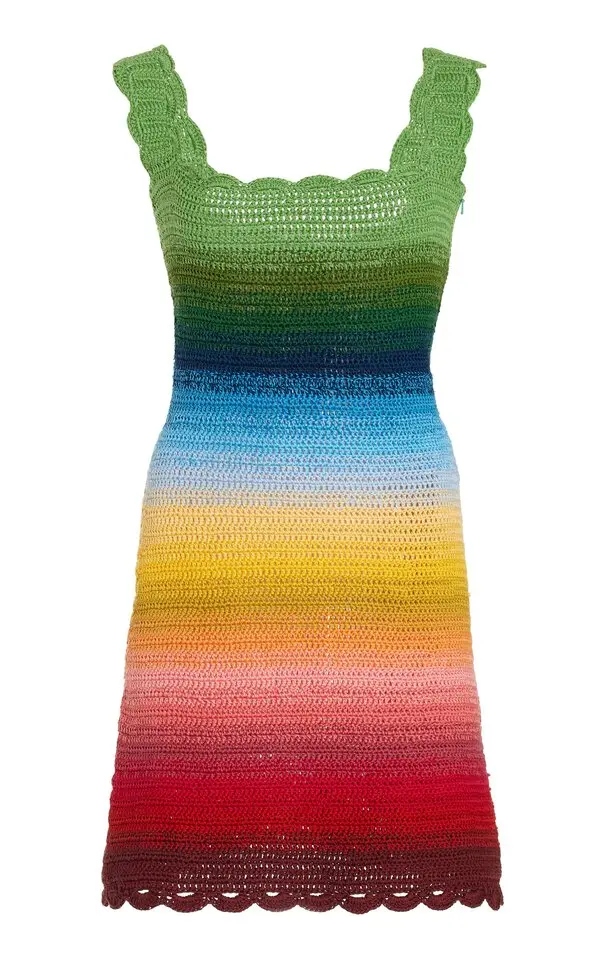 white christmas dresses Ruena Colorful Striped Crochet Maxi Halter Dress – watereverysunday main image 0