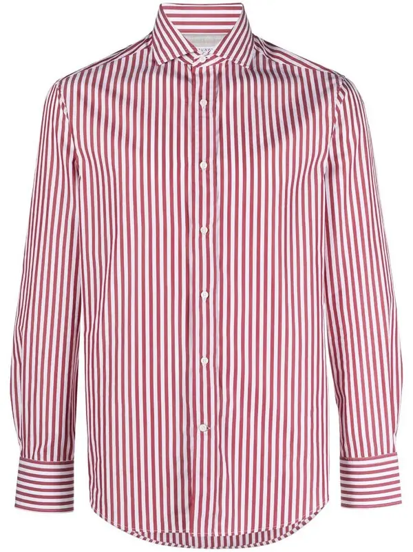 Brunello Cucinelli Striped Long-sleeved Cotton Shirt