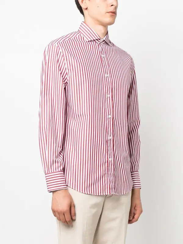 Brunello Cucinelli Striped Long-sleeved Cotton Shirt