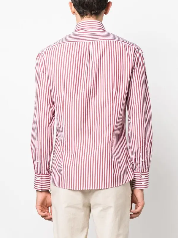Brunello Cucinelli Striped Long-sleeved Cotton Shirt