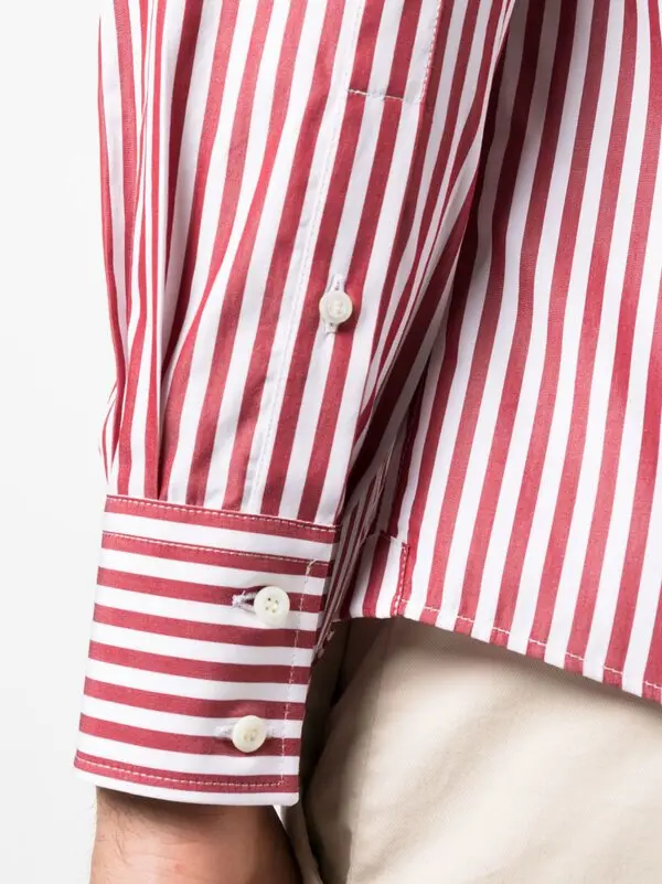 Brunello Cucinelli Striped Long-sleeved Cotton Shirt