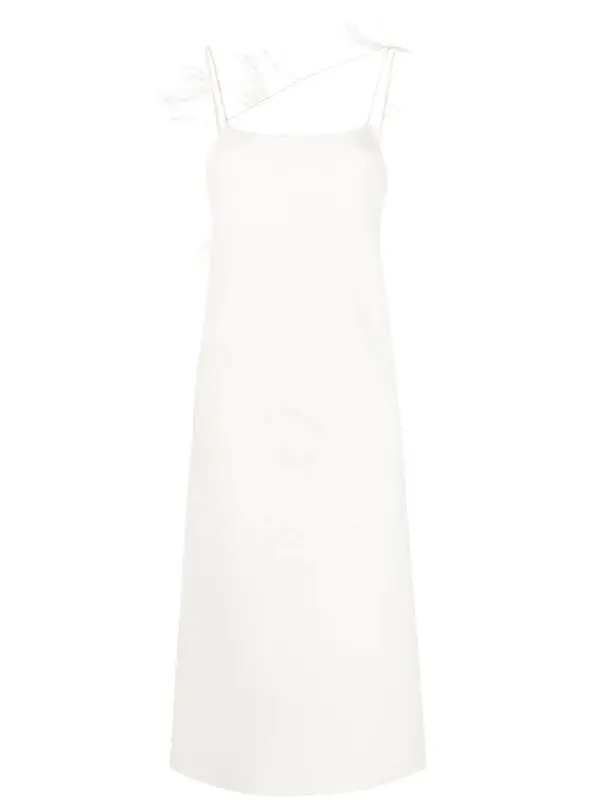 JIL SANDER Feather-trim Slip Dress