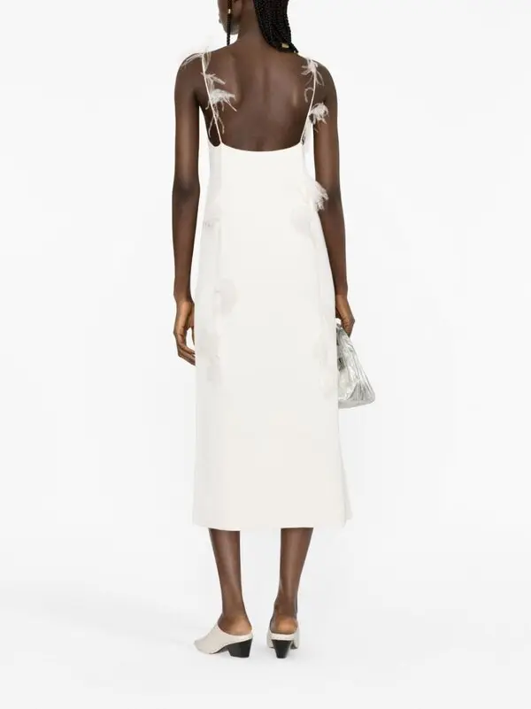 JIL SANDER Feather-trim Slip Dress
