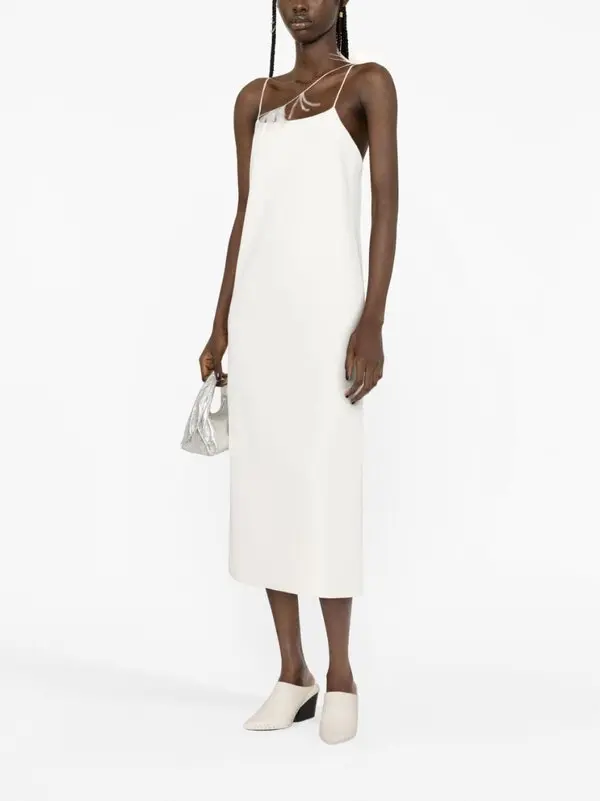 JIL SANDER Feather-trim Slip Dress