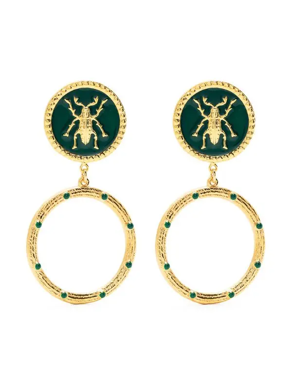 NATIA X LAKO Beetle Polished-finish Earrings - Green