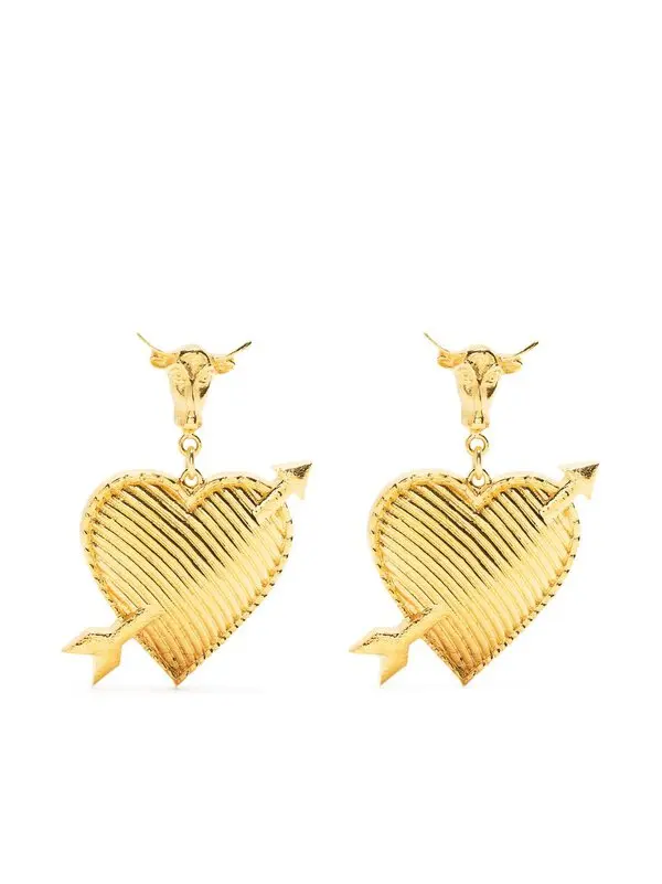 NATIA X LAKO Heart Pendant Earrings - Gold