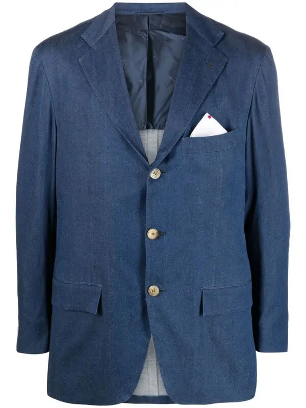Kiton Single-breasted Blazer - Blue