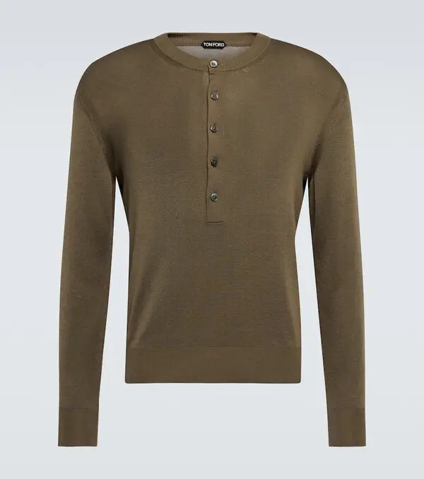 TOM FORD Silk Henley Shirt - Green