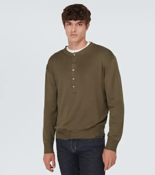 TOM FORD Silk Henley Shirt - Green
