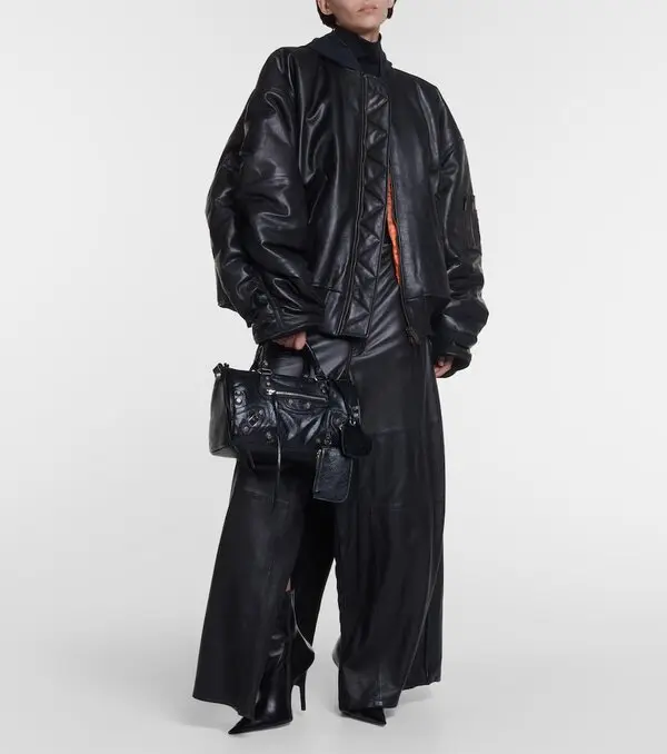 Balenciaga Oversized Leather Bomber Jacket