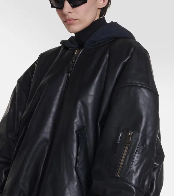 Balenciaga Oversized Leather Bomber Jacket