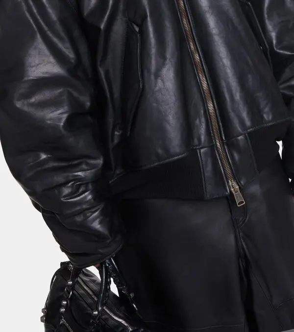 Balenciaga Oversized Leather Bomber Jacket