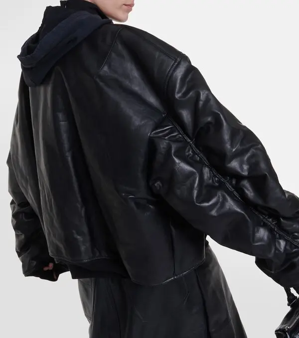 Balenciaga Oversized Leather Bomber Jacket