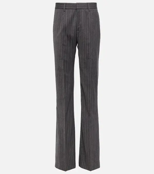 Alessandra Rich Pinstriped Straight Pants - Grey