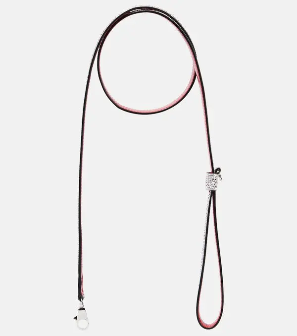 CHRISTIAN LOUBOUTIN Loubileash Embellished Suede Dog Leash - Multicoloured