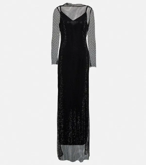 Max Mara Caracas Embellished Mesh Maxi Dress In Black - 30% Off |  Editorialist