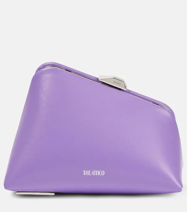 Attico Embellished Leather Clutch - Purple