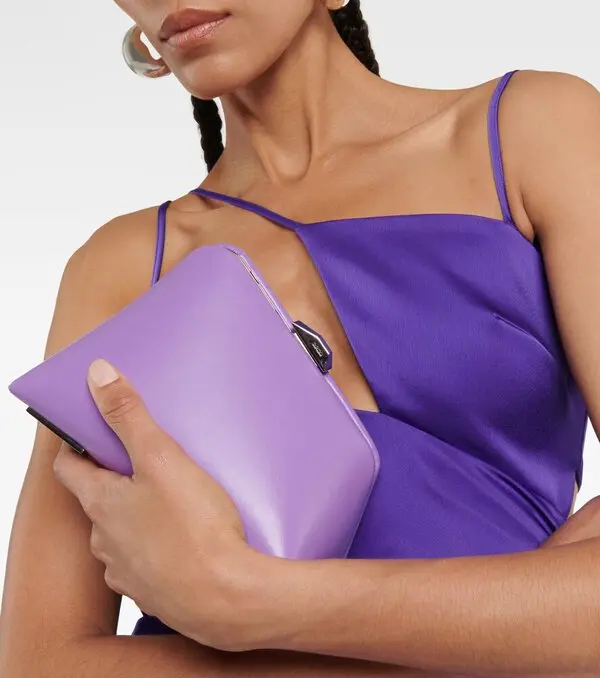 Attico Embellished Leather Clutch - Purple