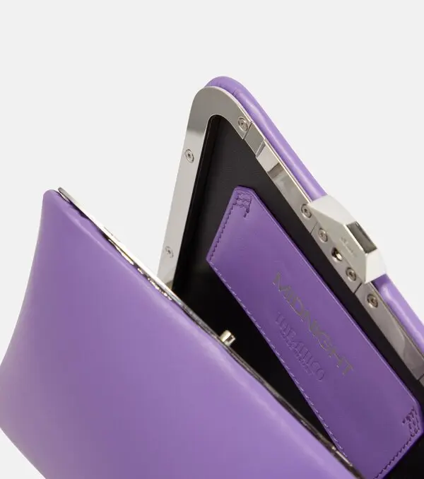 Attico Embellished Leather Clutch - Purple