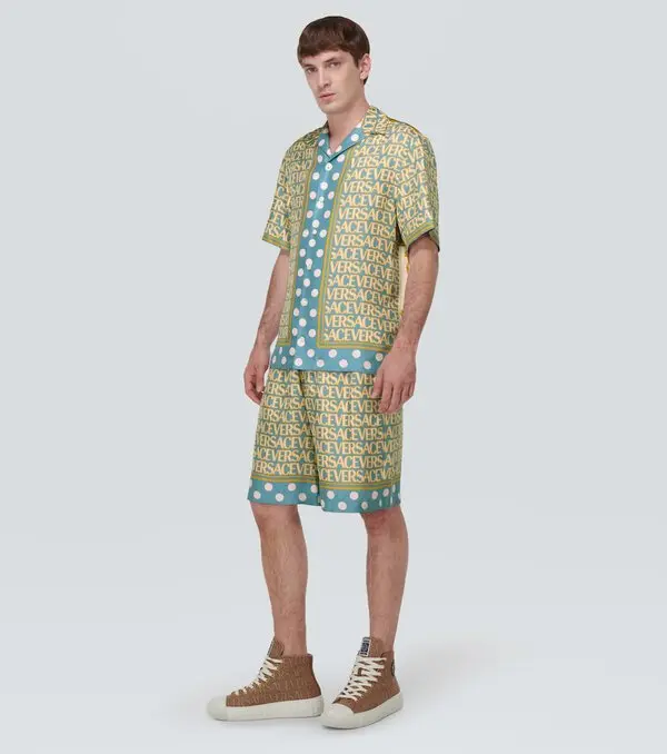 Versace Allover Silk Shorts - Multicoloured